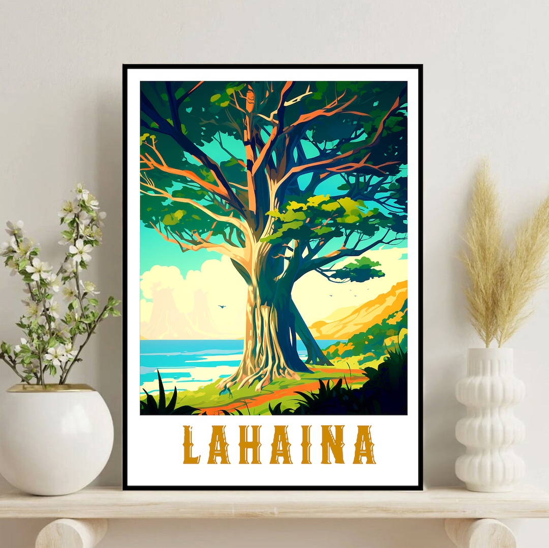 Lahaina Maui Travel Poster Digital Print Banyan Wall Art - Etsy
