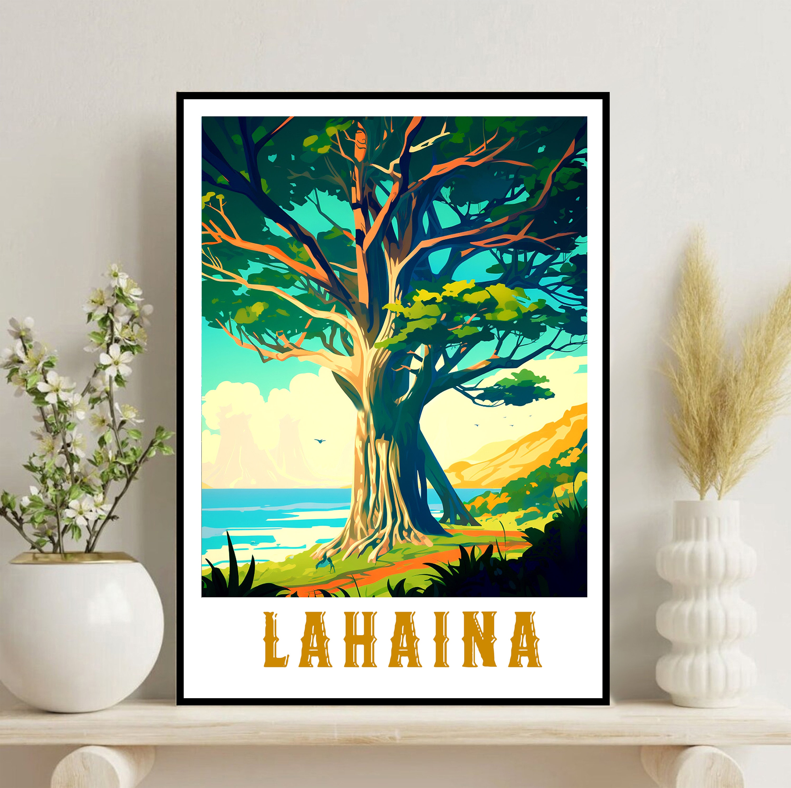 Lahaina Maui Travel Poster Digital Print Banyan Wall Art - Etsy
