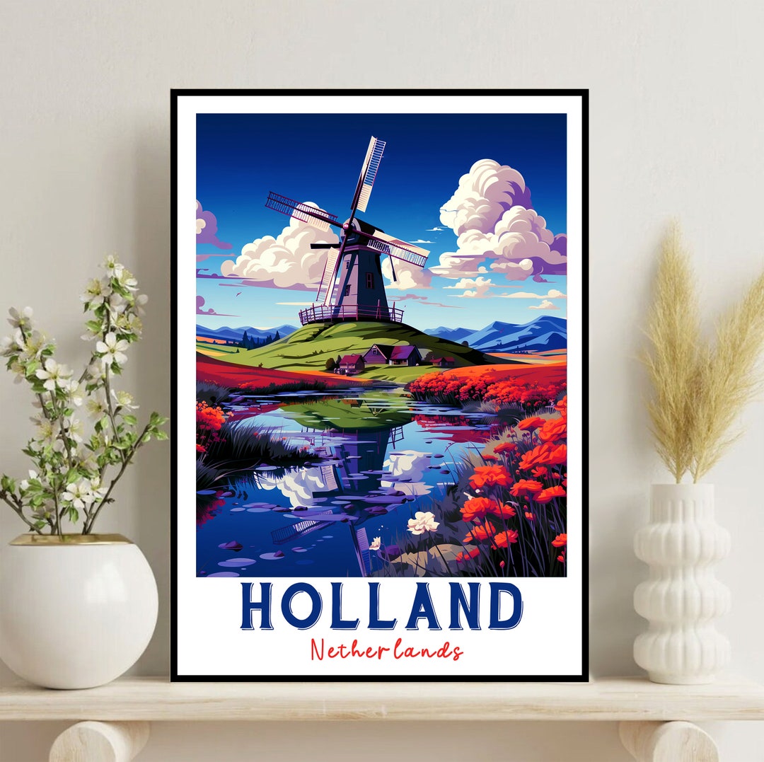 Holland Windmill Poster Digital Download Holland Countryside Print ...