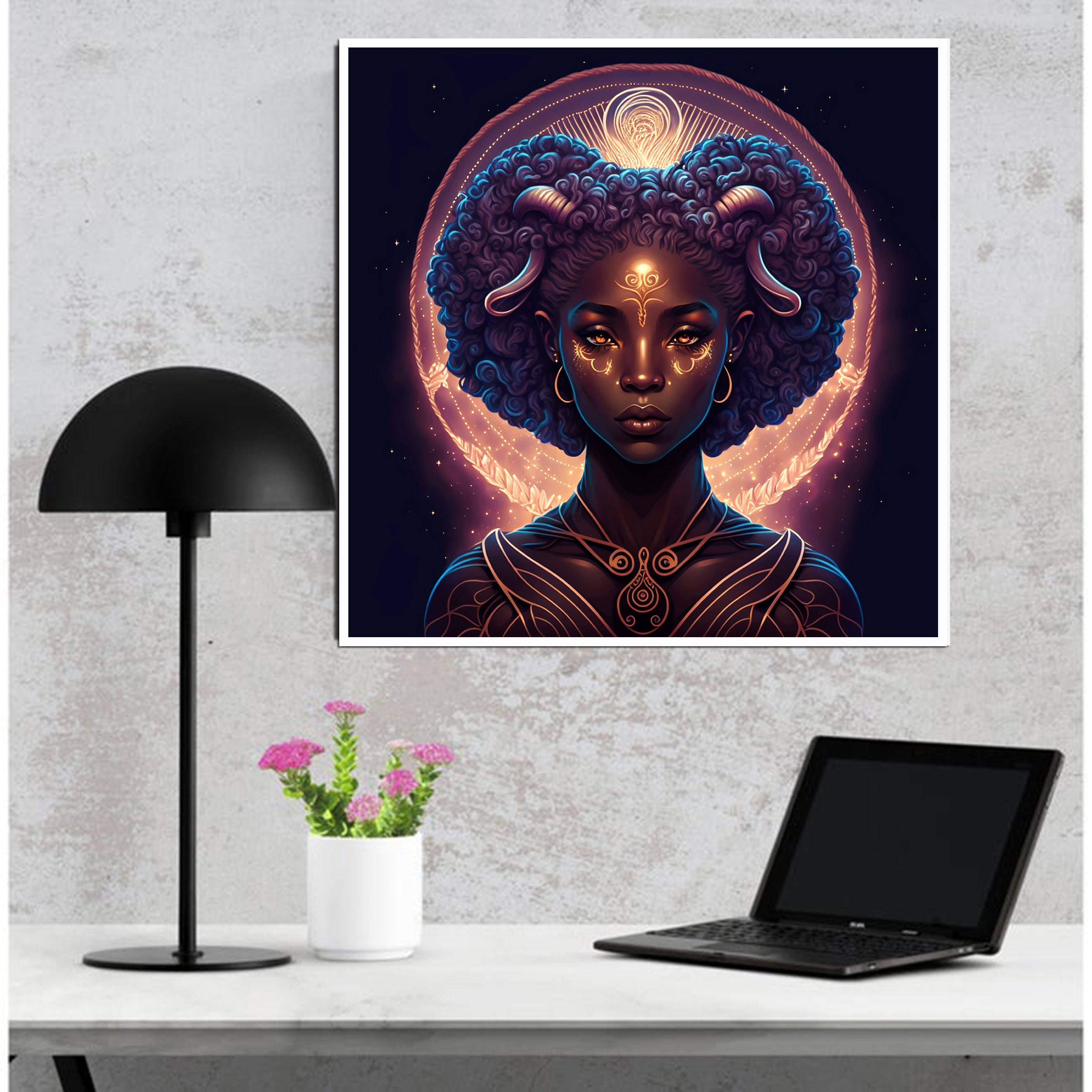 Aries Birthday Gift Zodiac Sign Printable Celestial Goddess Poster ...