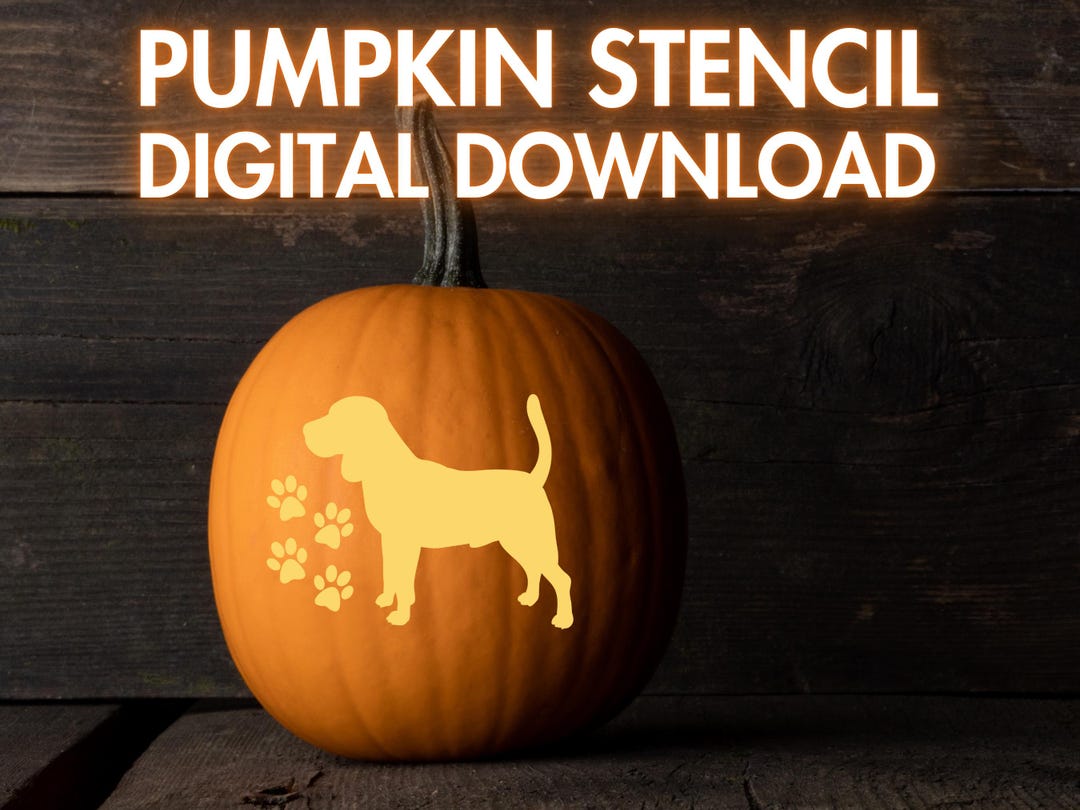 Beagle Pumpkin Stencil, Printable Pumpkin Carving Stencil, Beagle Dog ...