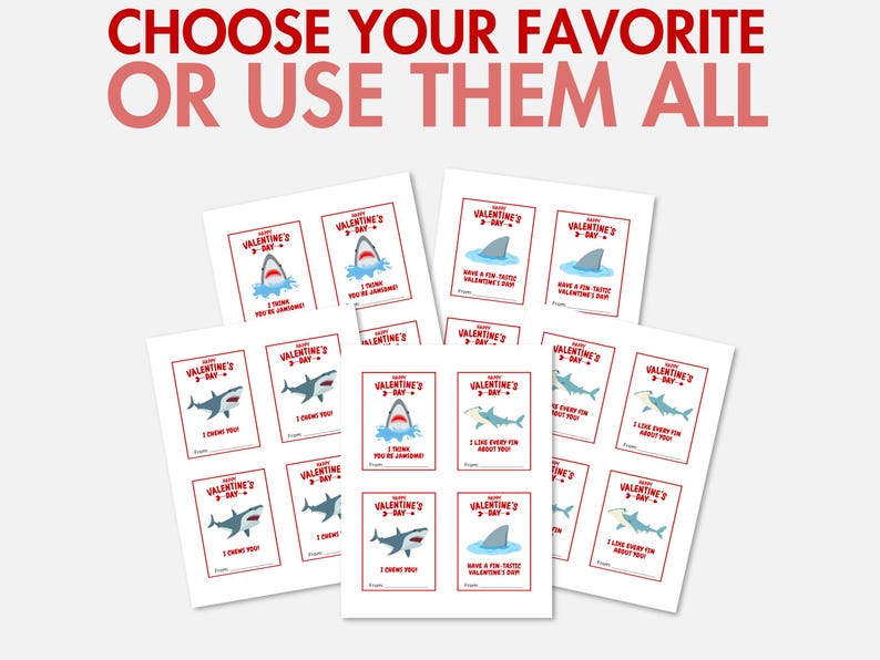 Printable Shark Valentines | Shark Valentine Cards for Boys | Ocean ...