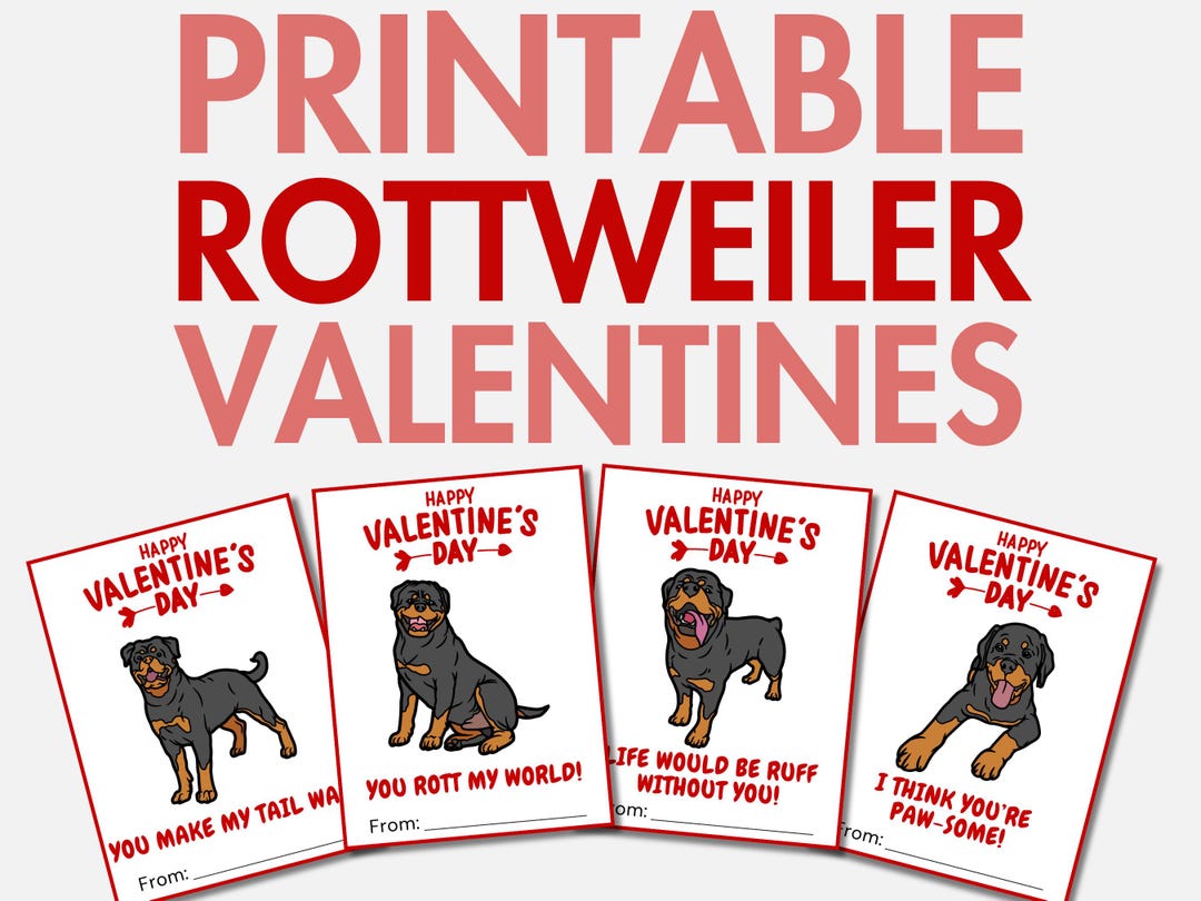 Printable Rottweiler Valentines | Rottie Valentine Cards for Boys ...
