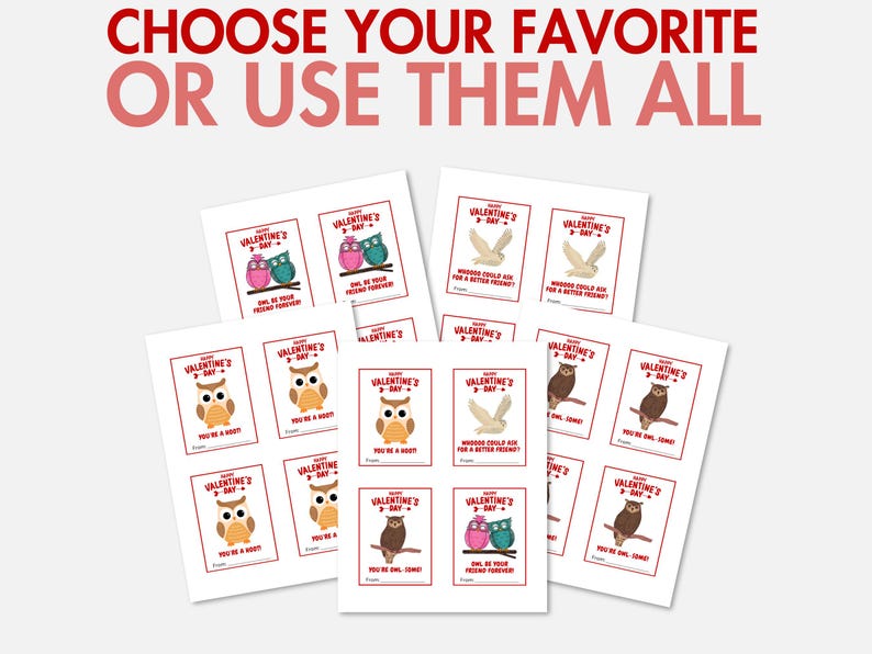 Printable Owl Valentines | Owl Valentine Cards | Bird Valentines ...