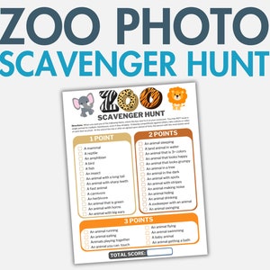 Zoo Scavenger Hunt Game for Kids, Animal Treasure Hunt Game, Perfect ...