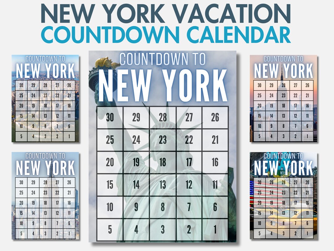 New York City Vacation Countdown Calendar, 10/30/90 Days Until Vacation ...