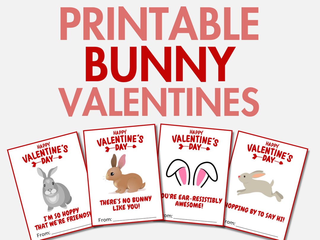 Printable Bunny Valentines | Bunny Valentine Cards | Rabbit Valentines ...