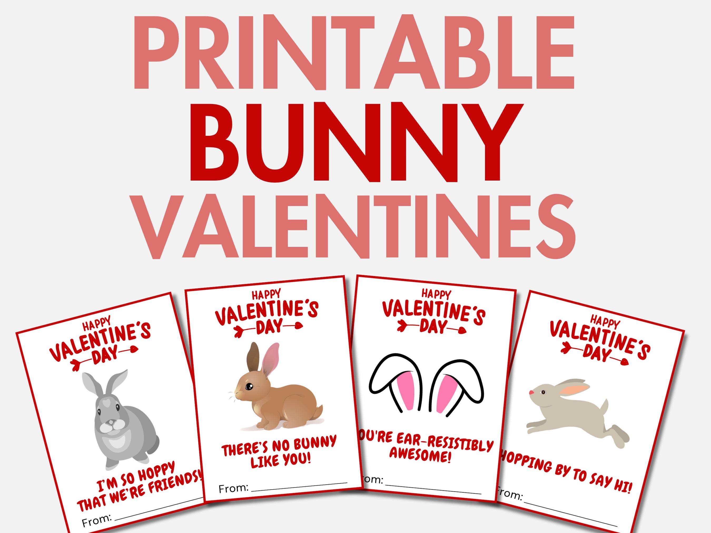 Printable Bunny Valentines Bunny Valentine Cards Rabbit Valentines ...