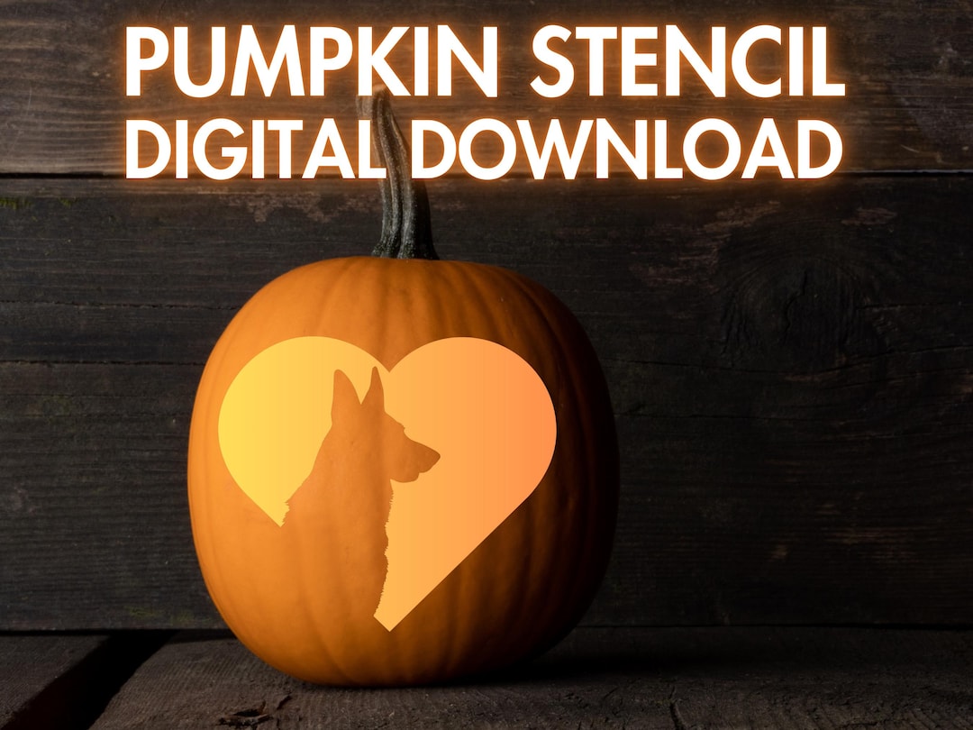 German Shepherd Pumpkin Stencil, Printable Pumpkin Carving Stencil ...