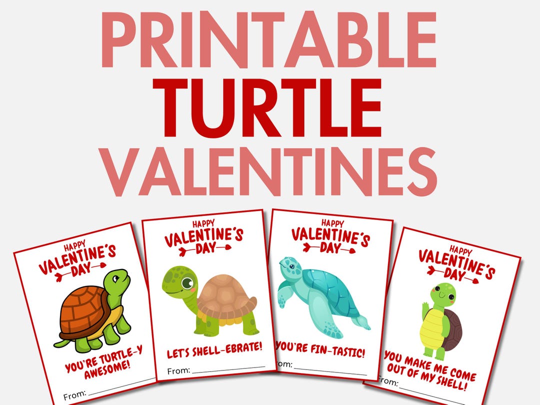 Printable Turtle Valentines | Turtle Valentine Cards | Tortoise ...