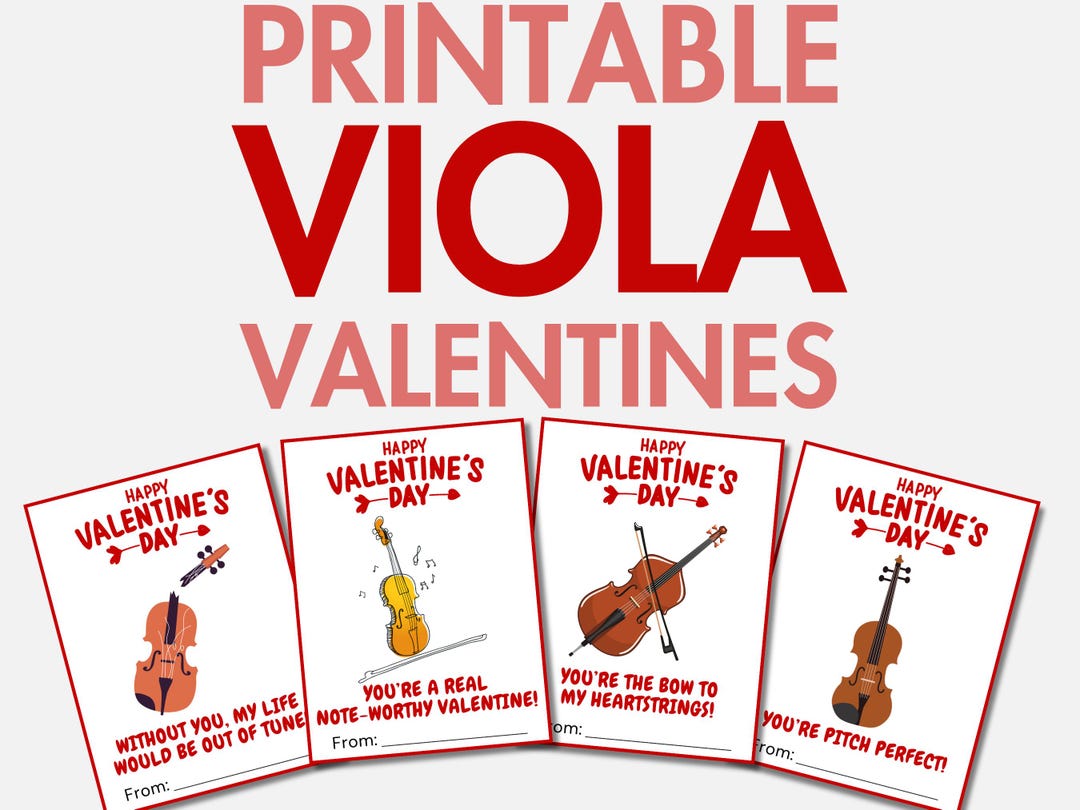 Printable Viola Valentines | Viola Valentine Cards | Orchestra ...