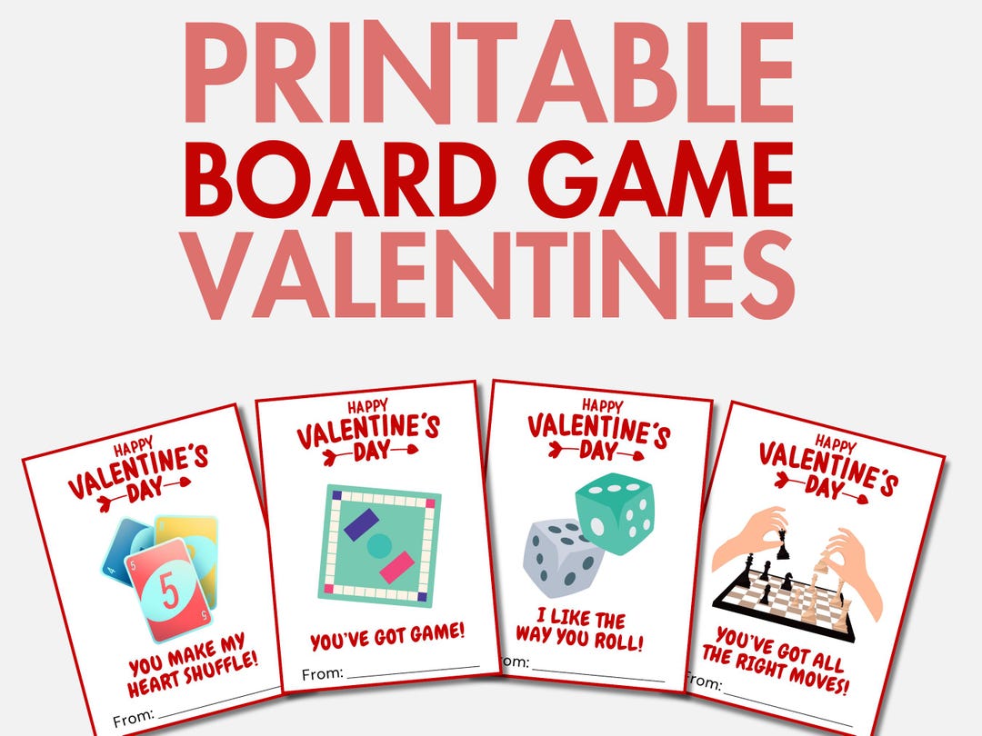 Printable Board Game Valentines | Board Gaming Valentine Cards | Board ...