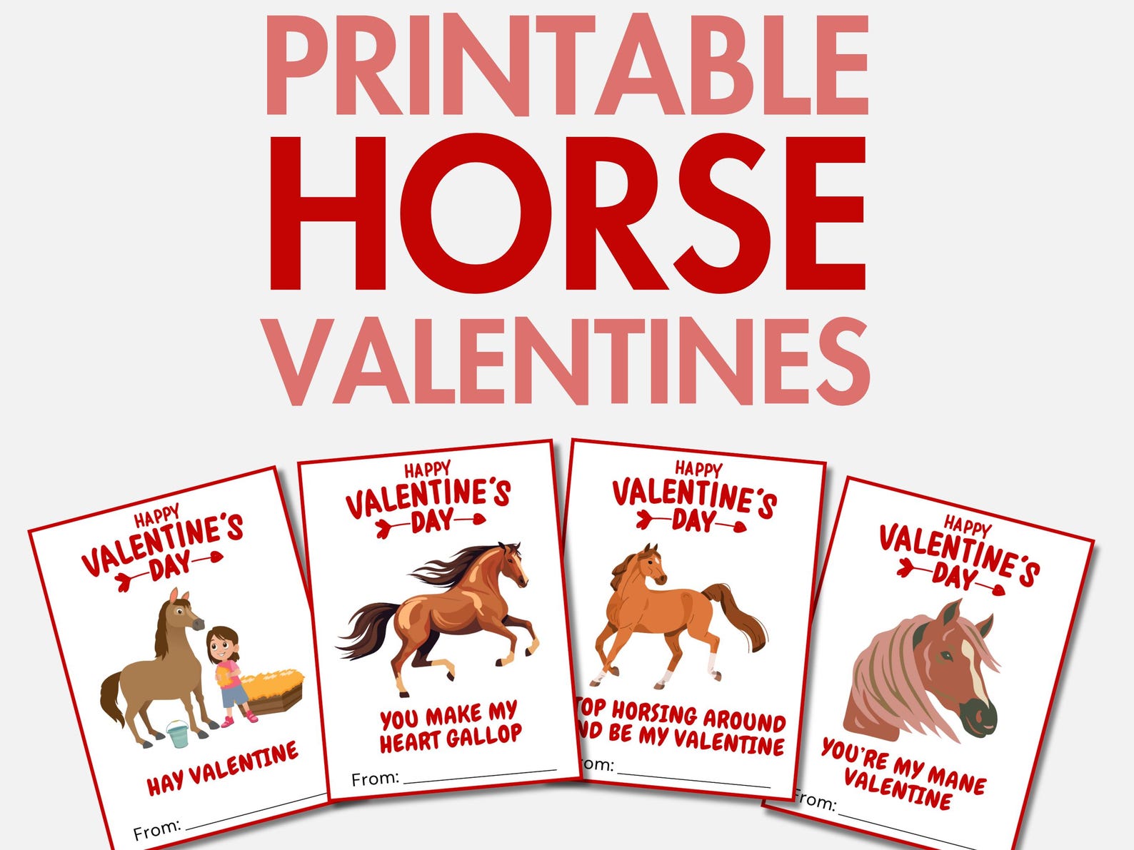 Printable Horse Valentines | Horse Valentine Cards for Girls | Pony ...