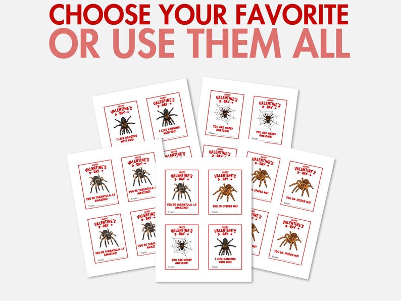 Printable Tarantula Valentines | Pet Tarantula Valentine Cards for Boys ...