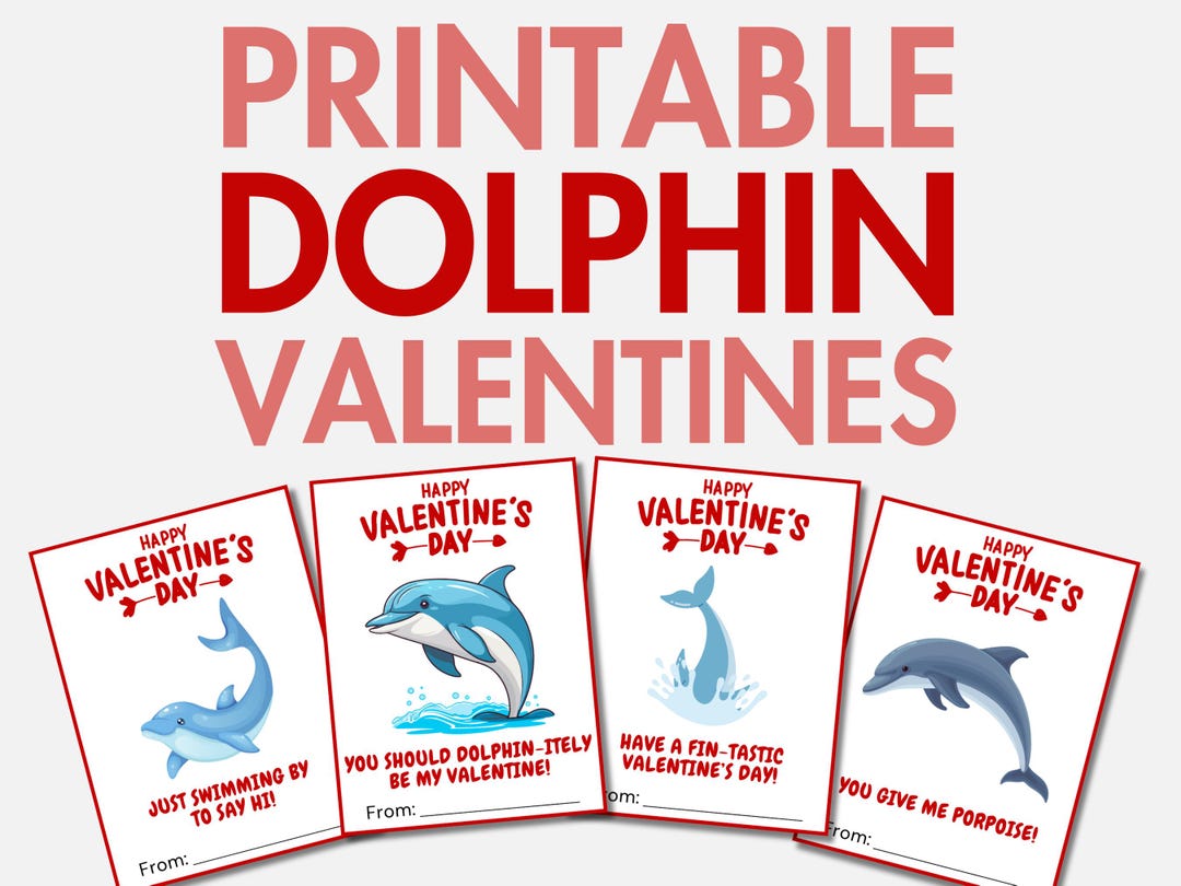 Printable Dolphin Valentines | Dolphin Valentine Cards for Girls ...