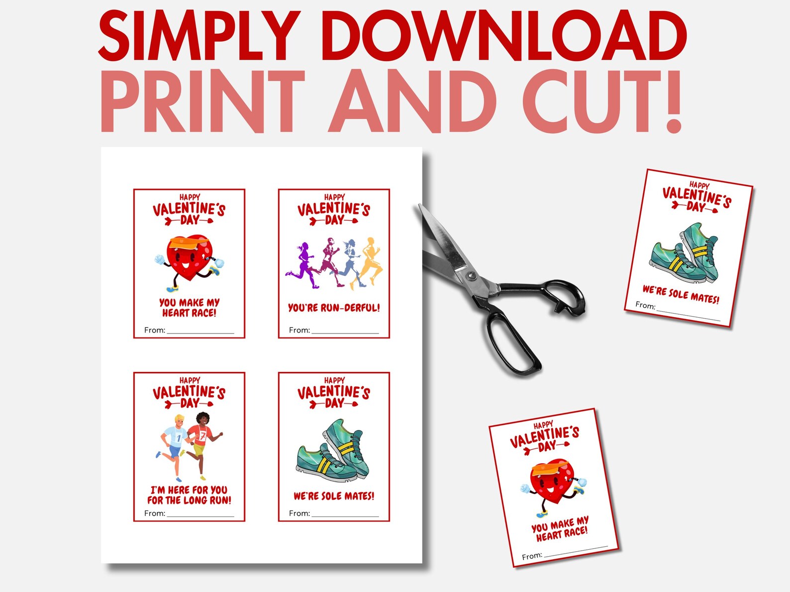 Printable Running Valentines | Runner Valentine Cards | Track & Field ...