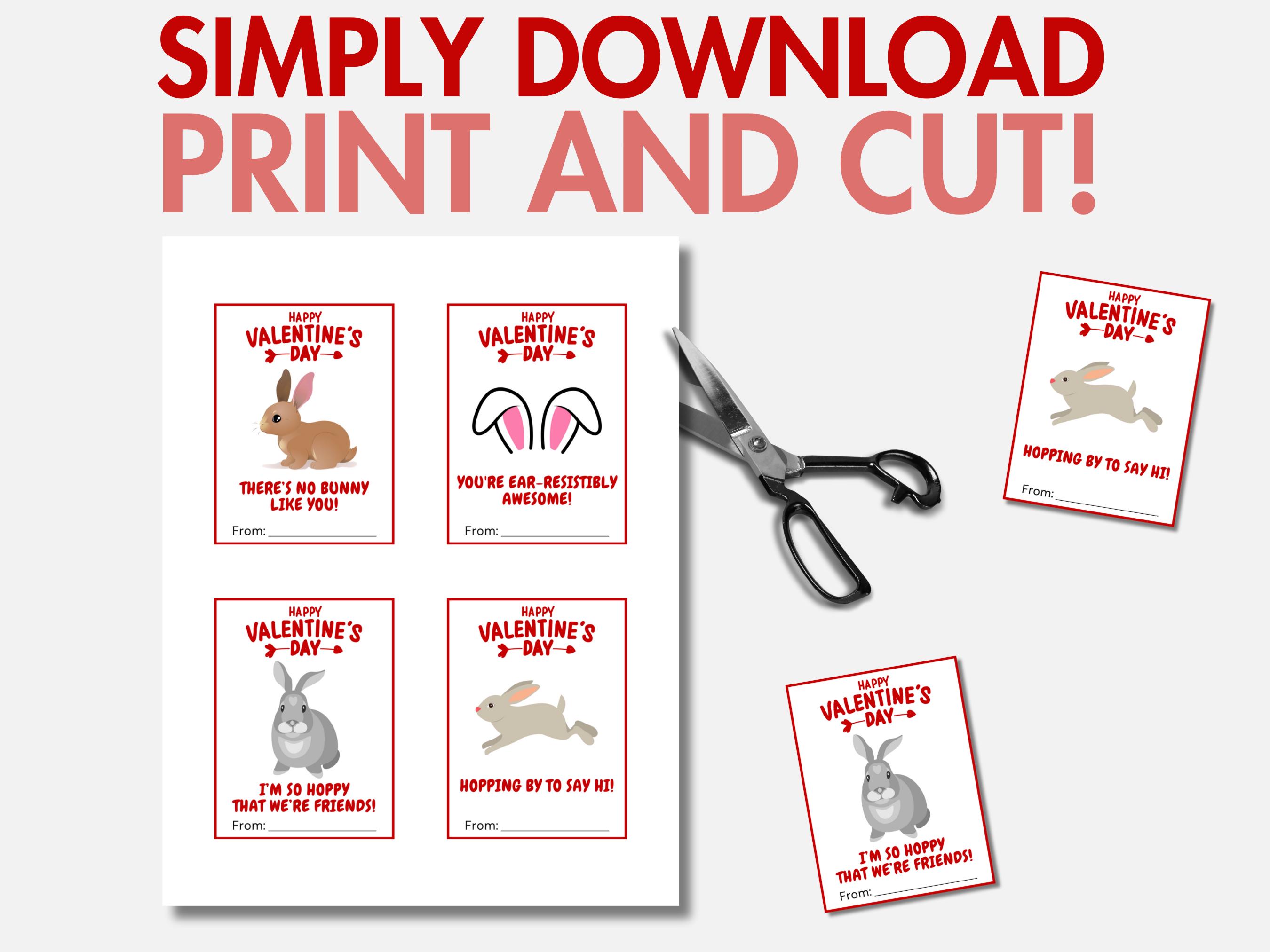 Printable Bunny Valentines | Bunny Valentine Cards | Rabbit Valentines ...