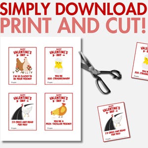 Printable Chicken Valentines | Chicken Valentine Cards | Farm Animal ...