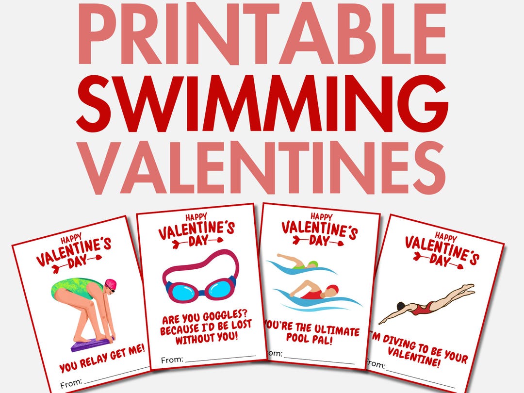 Printable Swimming Valentines | Swimmer Valentine Cards | Swim Team ...