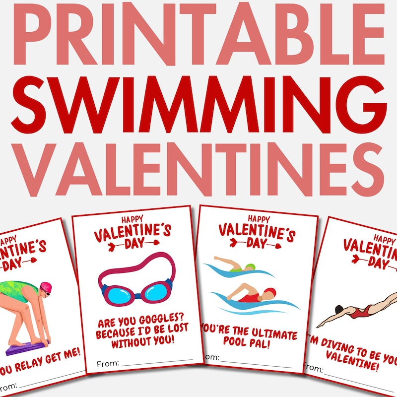 Swim Valentines Day Card - Etsy