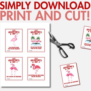 Printable Flamingo Valentines | Pink Flamingo Valentine Cards for Girls ...