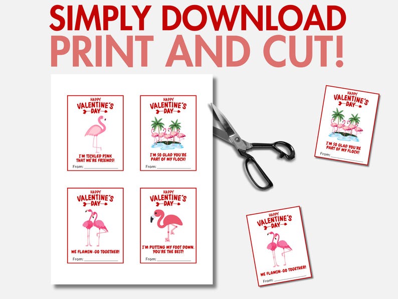 Printable Flamingo Valentines | Pink Flamingo Valentine Cards for Girls ...