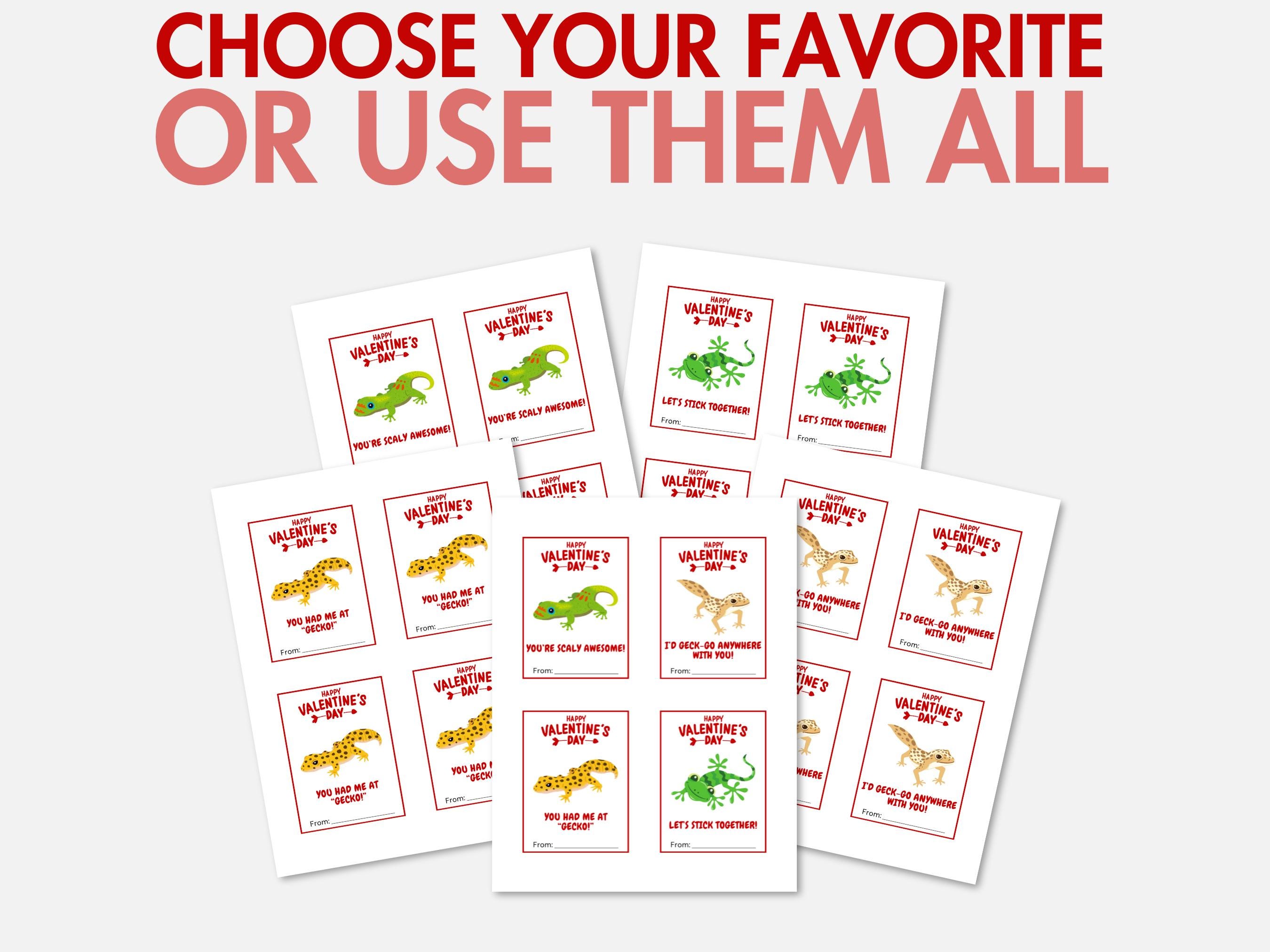 Printable Gecko Valentines | Pet Gecko Valentine Cards for Buys & Girls ...