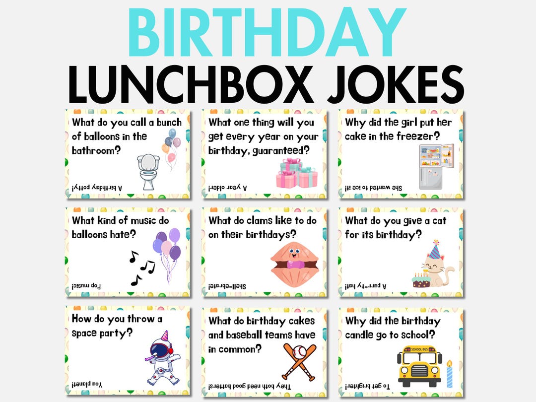 30+ Birthday Lunchbox Jokes for Kids, Birthday Countdown Lunchbox Cards ...