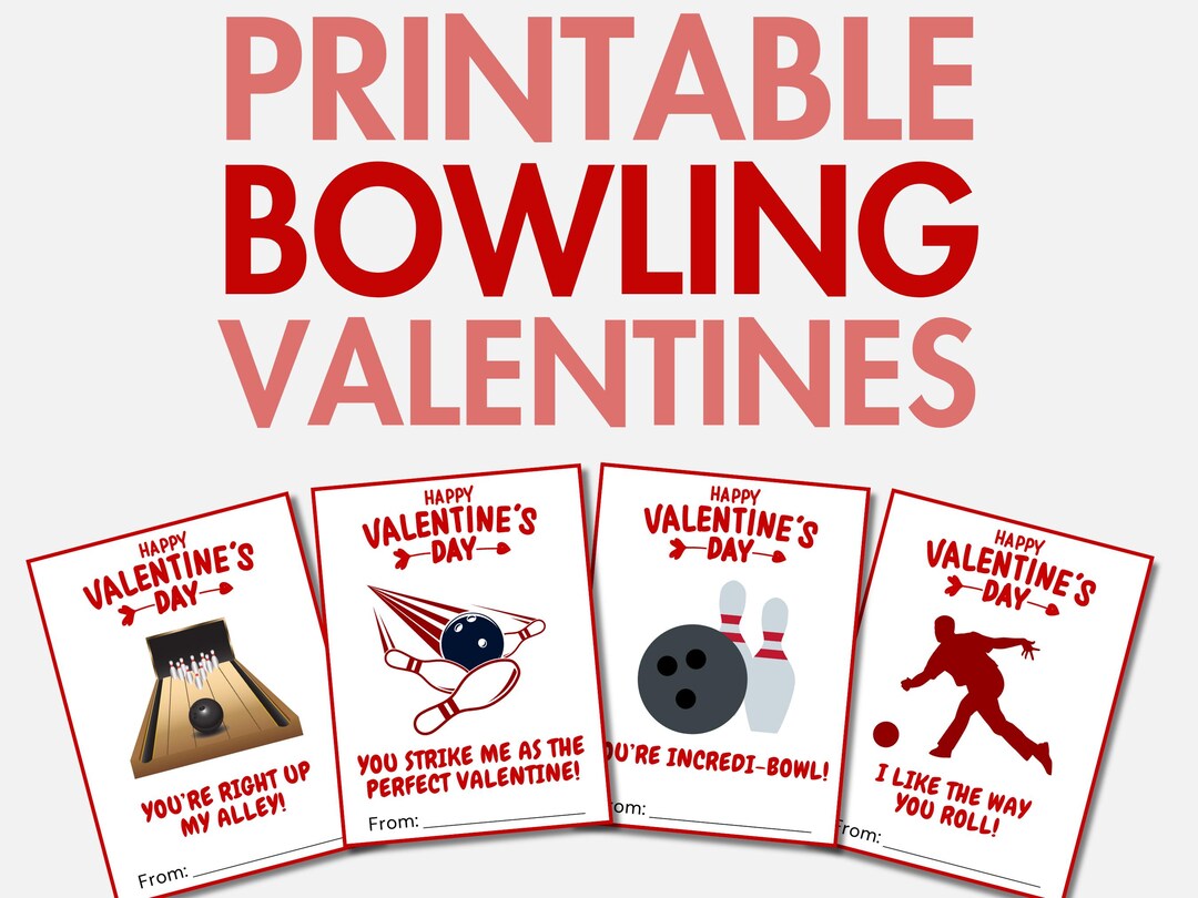 Printable Bowling Valentines | Bowling Valentine Cards for Boys & Girls ...