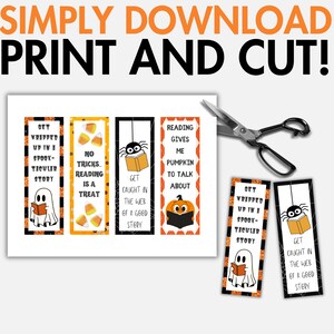 Set of 4 Halloween Bookmark Printables, Cute & Spooky Bookmarks for ...