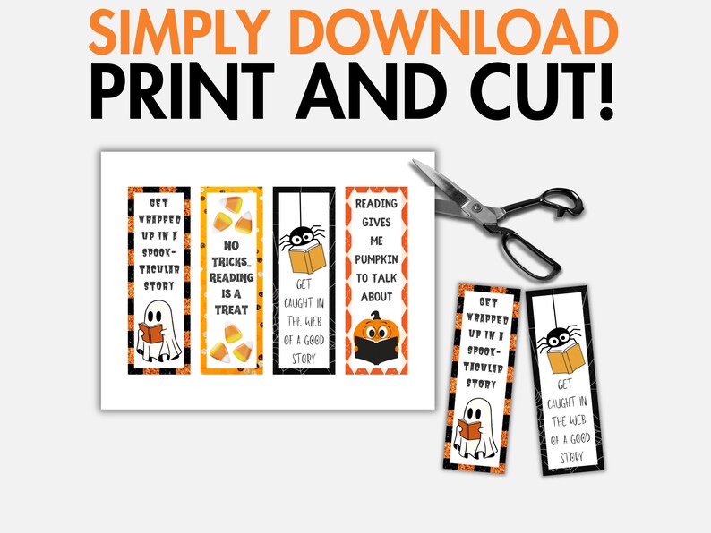 Set of 4 Halloween Bookmark Printables, Cute & Spooky Bookmarks for ...