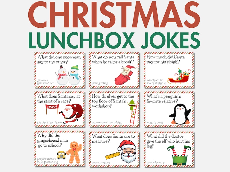 50+ Christmas Lunchbox Jokes for Kids, Printable Holiday Lunchbox Cards ...