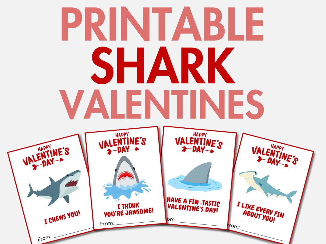 Printable Shark Valentines | Shark Valentine Cards for Boys | Ocean ...