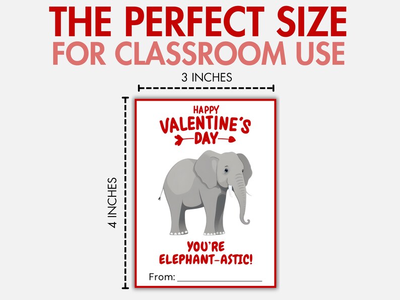 Printable Elephant Valentines | Elephant Valentine Cards | Classroom ...