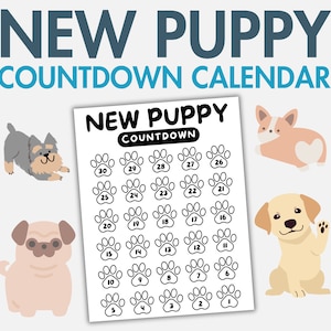 New Puppy Countdown Calendar, 10/30/60 Days Until Puppy, New Dog ...