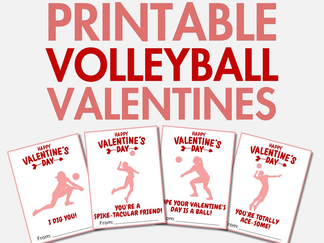 Printable Volleyball Valentines | Volleyball Player Valentine Cards ...