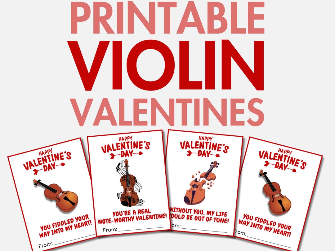 Printable Violin Valentines Violin Valentine Cards Orchestra Valentines ...