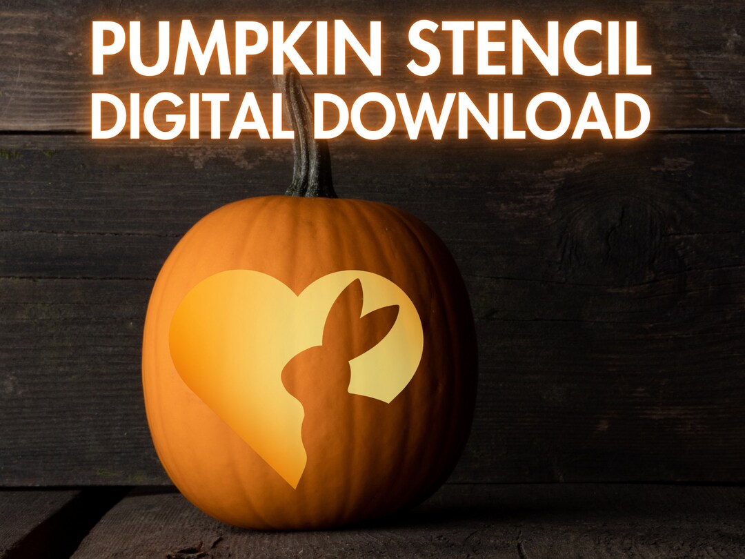 Bunny Pumpkin Stencil, Printable Pumpkin Carving Stencil, Animal ...