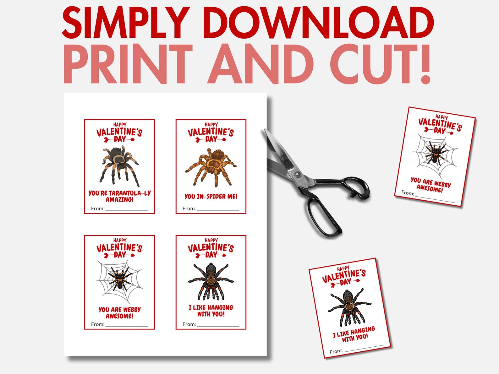 Printable Tarantula Valentines | Pet Tarantula Valentine Cards for Boys ...