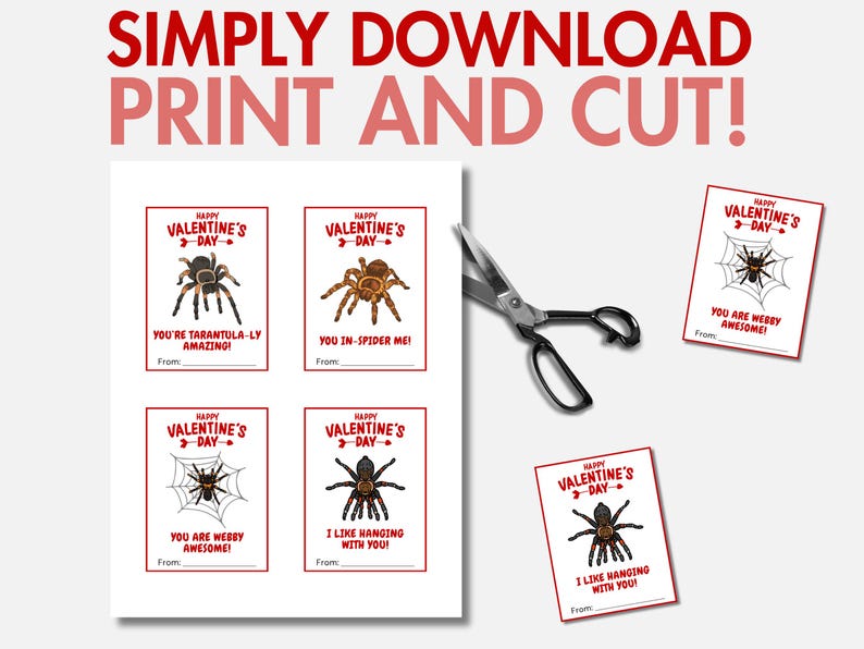 Printable Tarantula Valentines | Pet Tarantula Valentine Cards for Boys ...