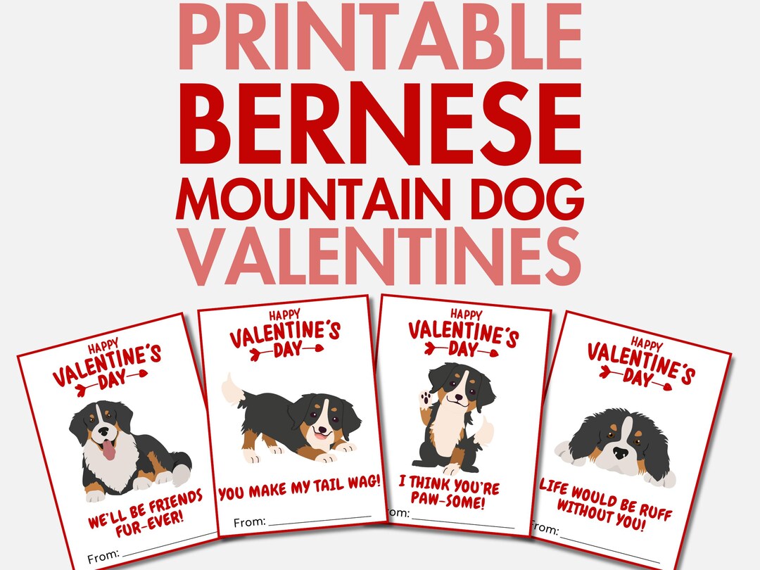 Printable Bernese Mountain Dog Valentines | Berner Valentine Cards for ...