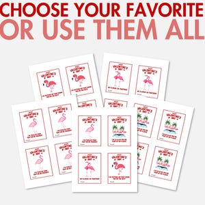 Printable Flamingo Valentines | Pink Flamingo Valentine Cards for Girls ...