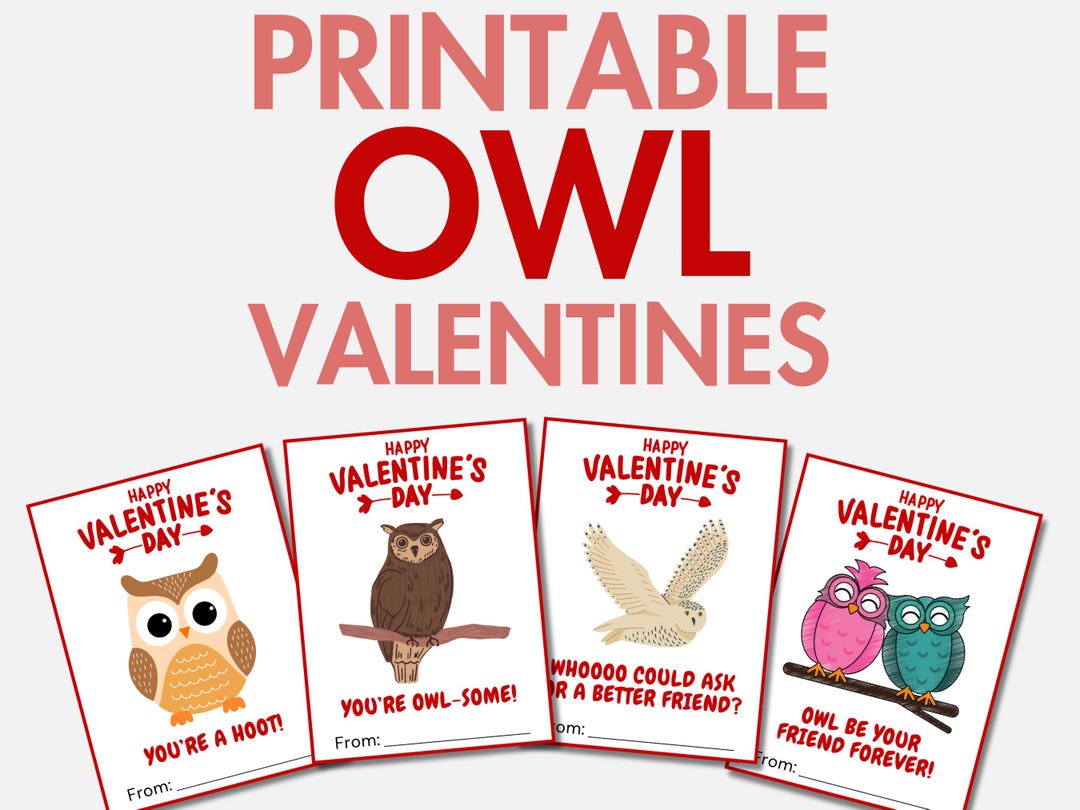 Printable Owl Valentines | Owl Valentine Cards | Bird Valentines ...