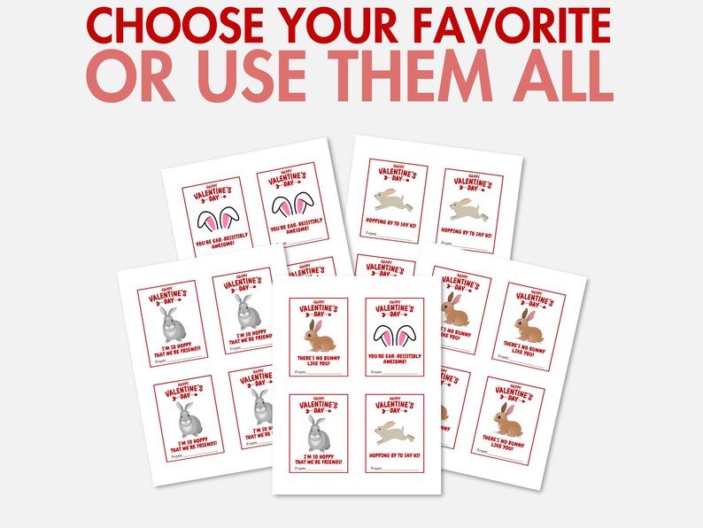 Printable Bunny Valentines | Bunny Valentine Cards | Rabbit Valentines ...