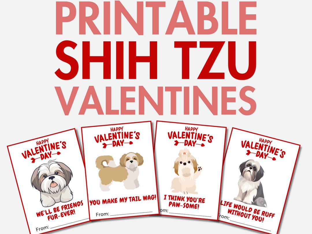 Printable Shih Tzu Valentines | Shih Tzu Valentine Cards for Kids ...