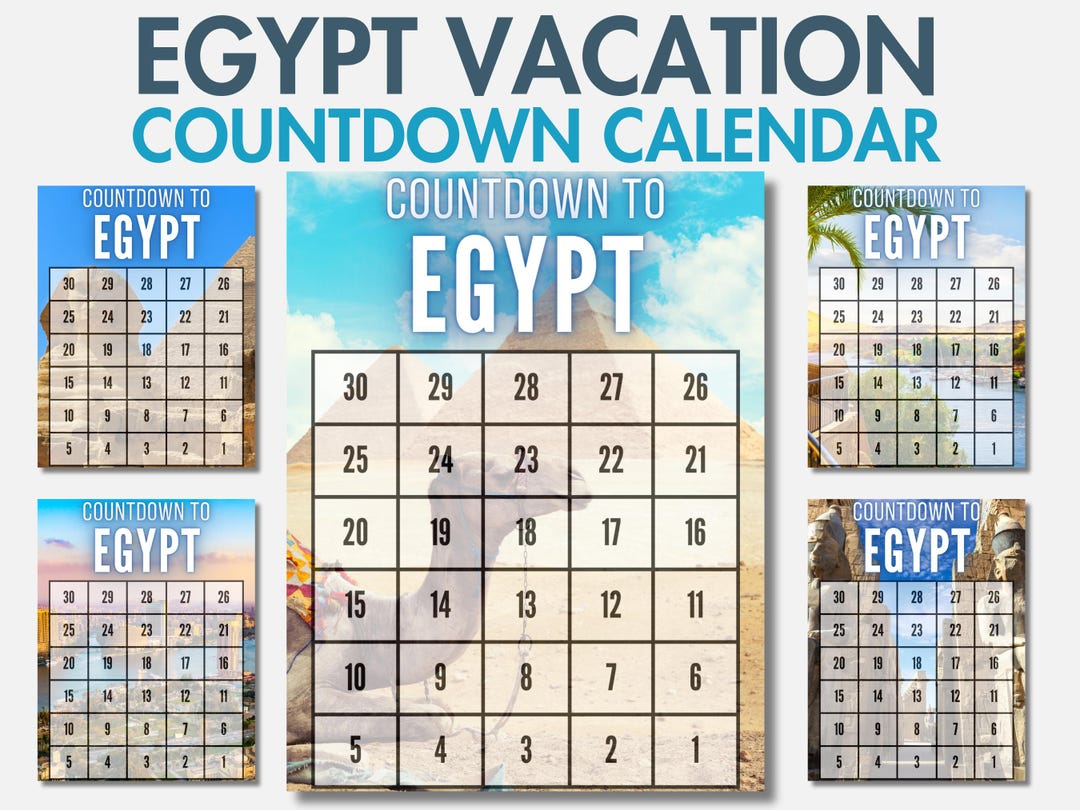 Egypt Vacation Countdown Calendar, 10/30/90 Days Until Vacation Egypt Trip Count Down for Kids ...