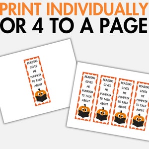 Set of 4 Halloween Bookmark Printables, Cute & Spooky Bookmarks for ...