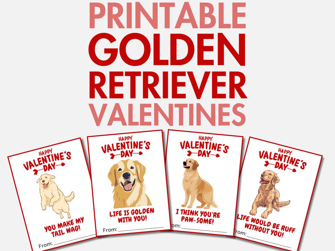 Printable Golden Retriever Valentines | Golden Retriever Valentine ...