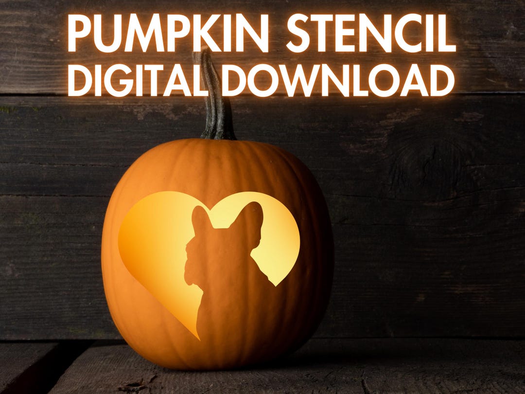 Frenchie Pumpkin Stencil, Printable Pumpkin Carving Stencil, Frenchie ...