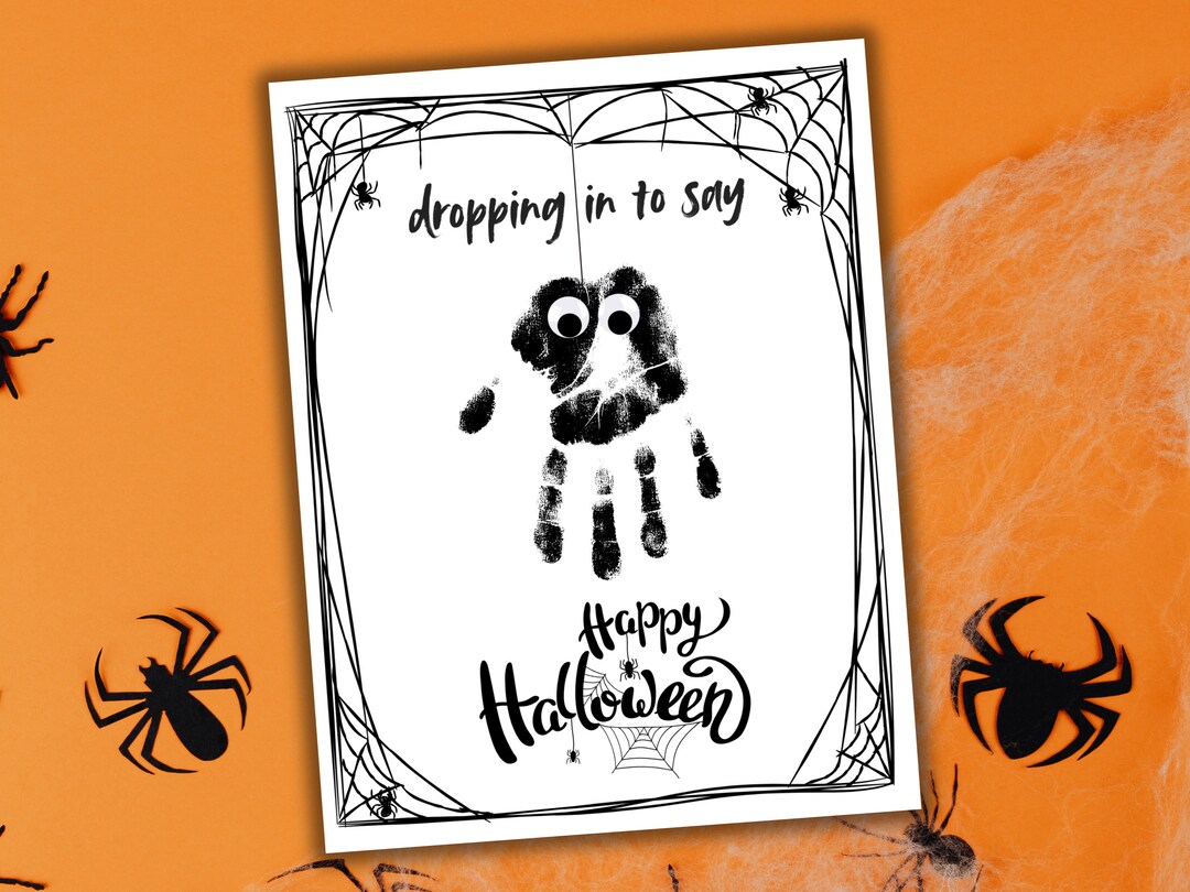 Spider Halloween Handprint Art Template, Printable Halloween Craft for ...